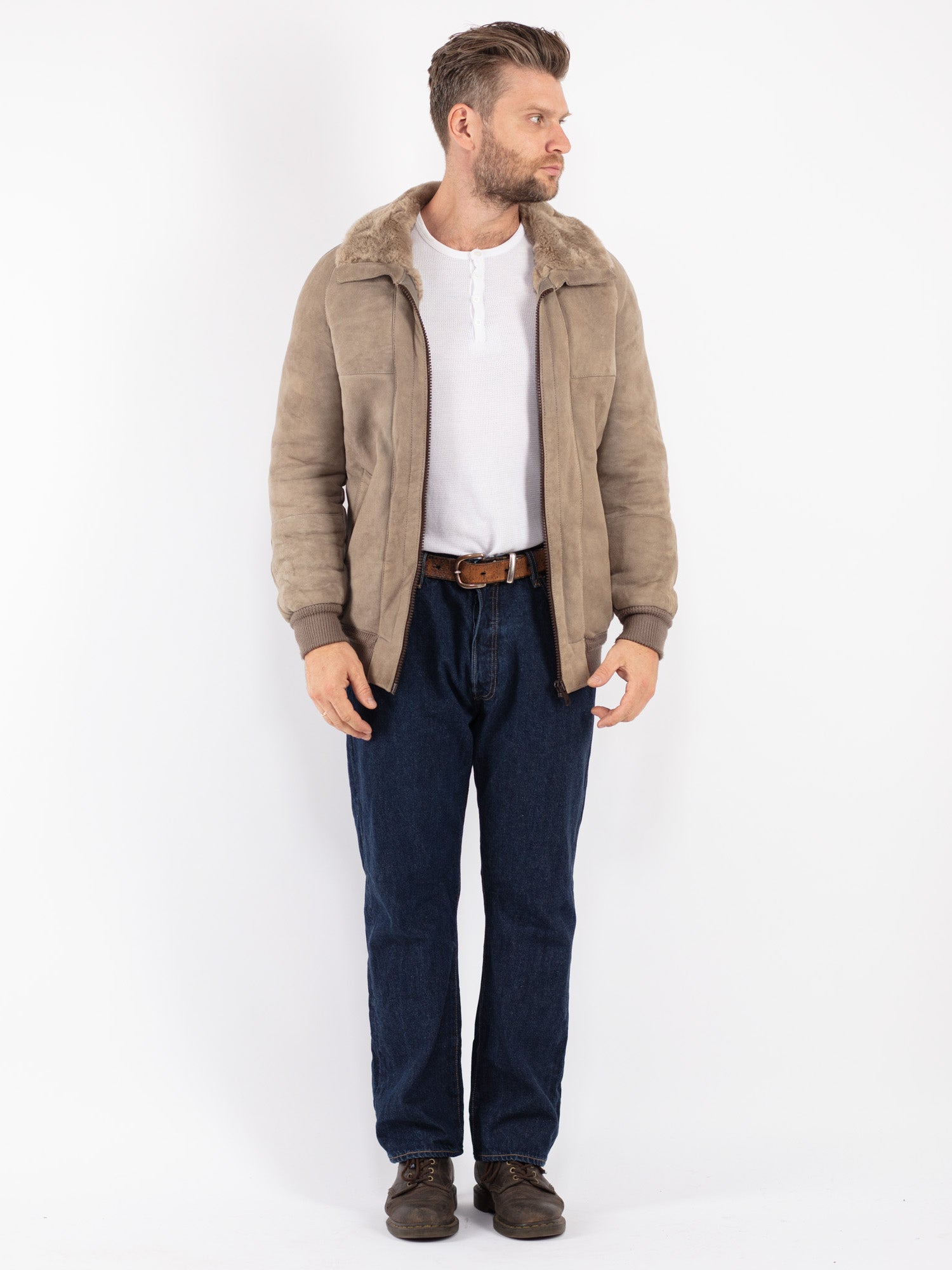 Online Vintage Store | Vintage 70's Men Sheepskin Jacket in Beige ...