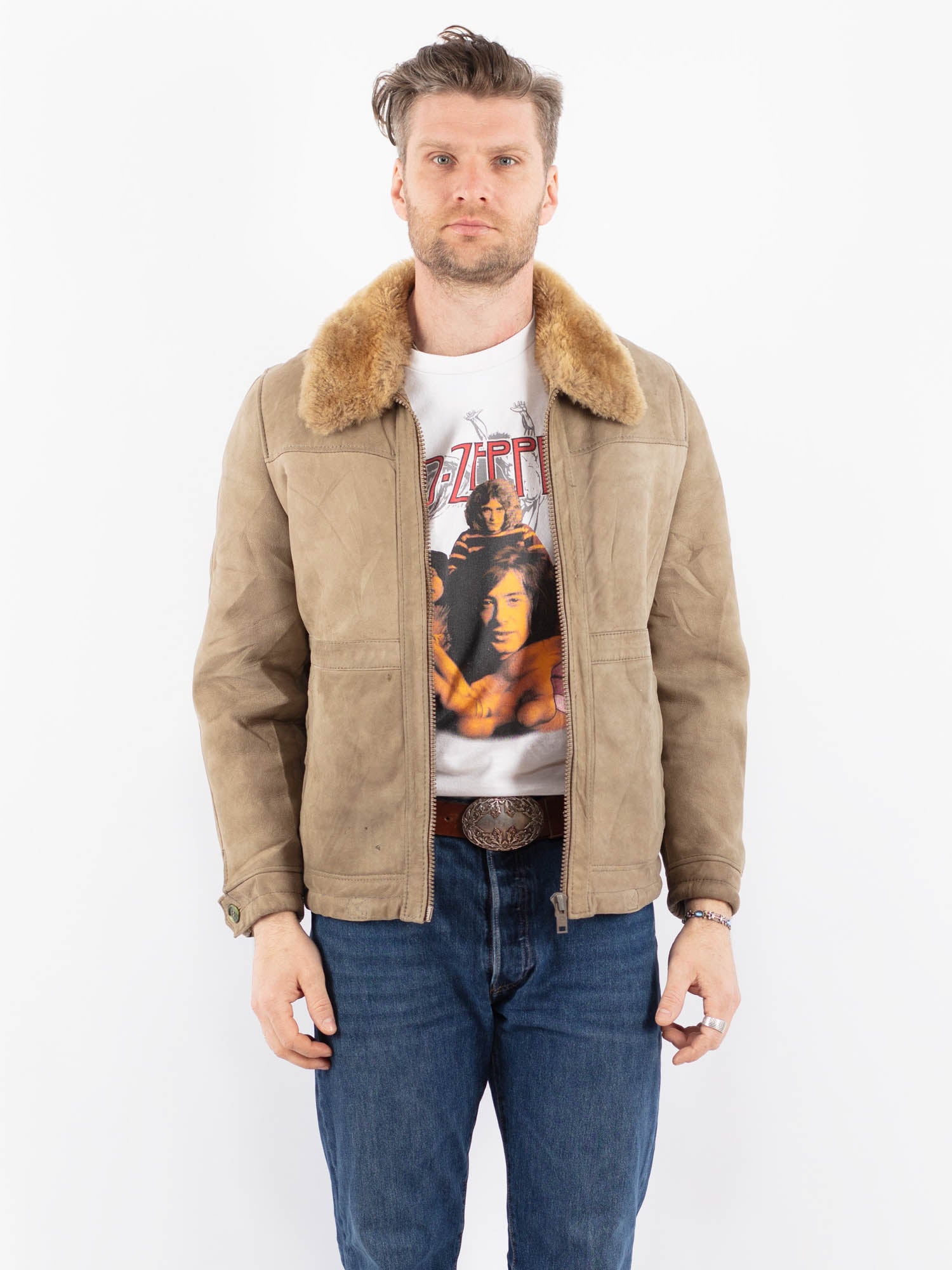 Online Vintage Store | Vintage 70's Men Sheepskin Jacket in Beige ...