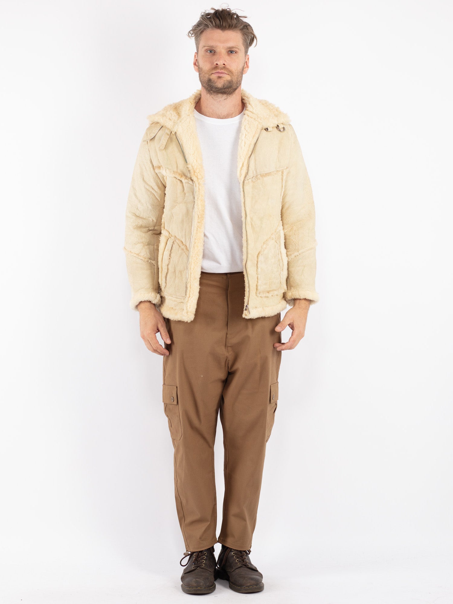 Online Vintage Store | Vintage 70's Men Sheepskin Jacket in Beige ...