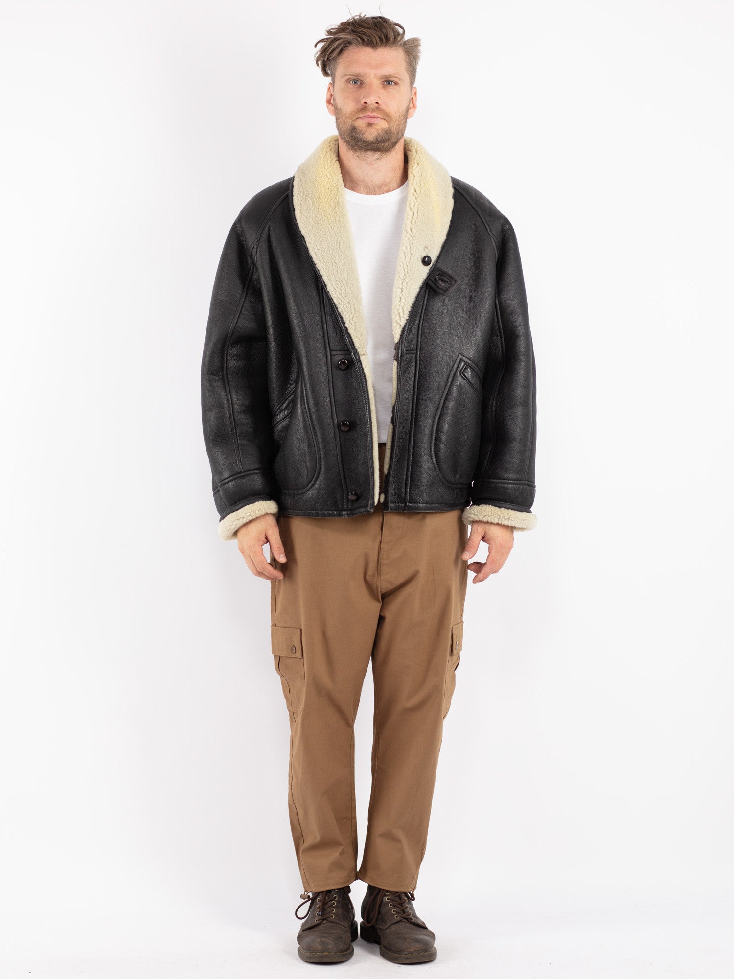 Online Vintage Store | Vintage 70's Men Shearling Jacket in Black ...