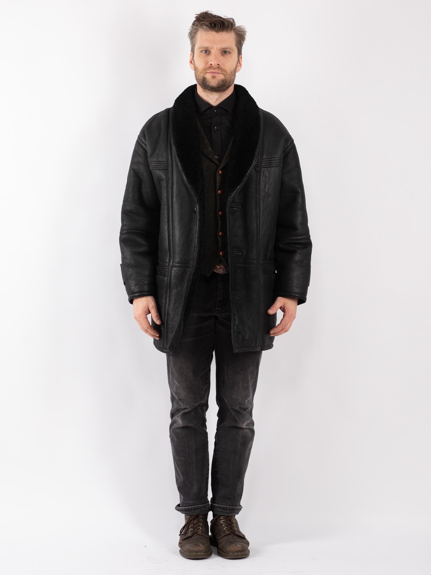 Online Vintage Store | Vintage 80's Men Sheepskin Shearling Coat in ...