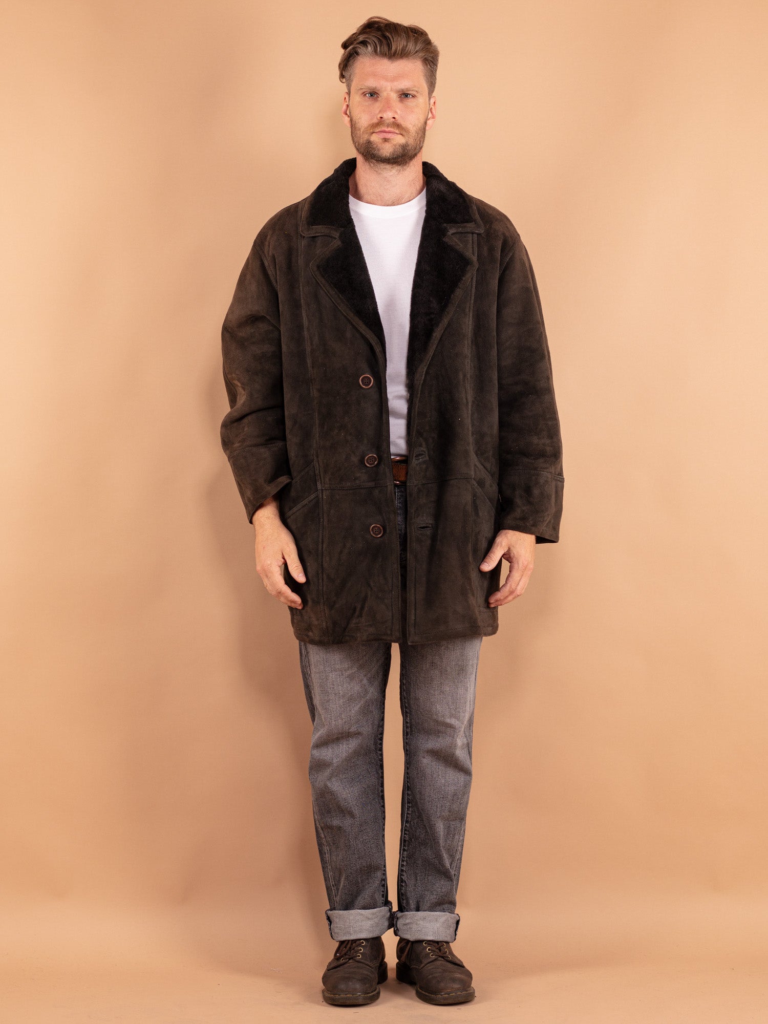 Online Vintage Store | Vintage 80's Men Sheepskin Coat in Gray ...