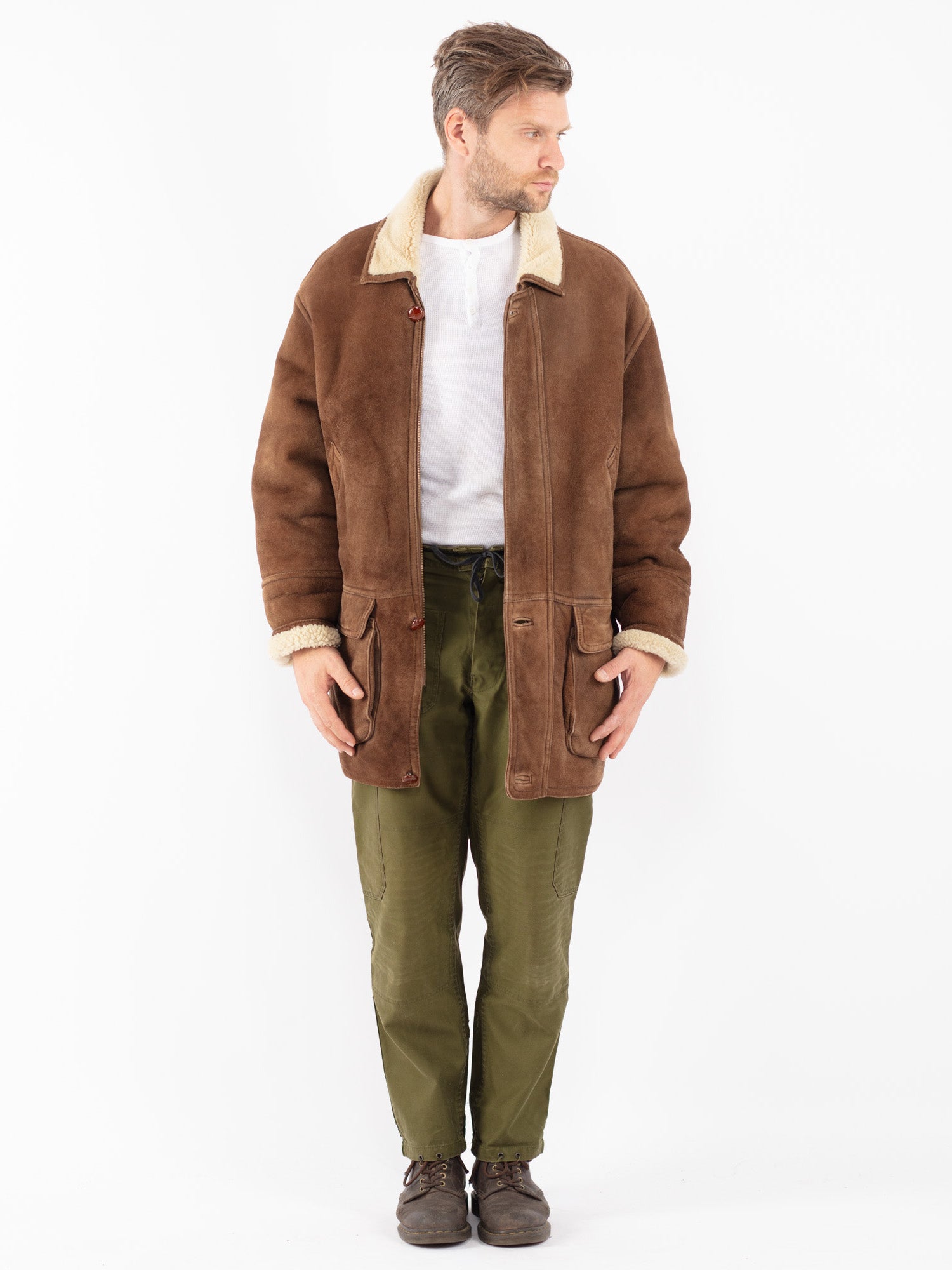 Online Vintage Store | Vintage 80's Men Sheepskin Coat in Brown ...
