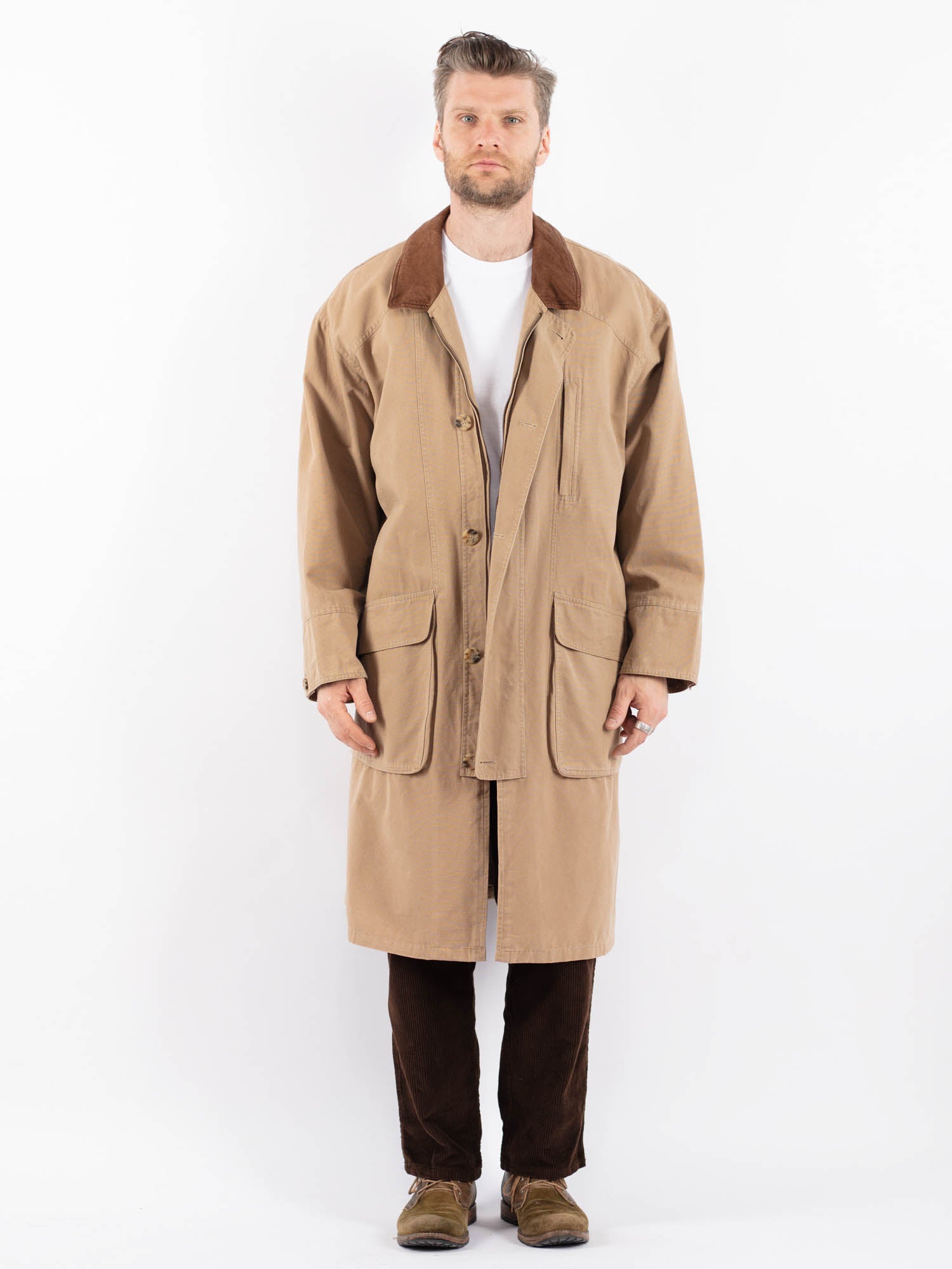 Online Vintage Store | Vintage 90's Men Mac Style Overcoat in Beige ...
