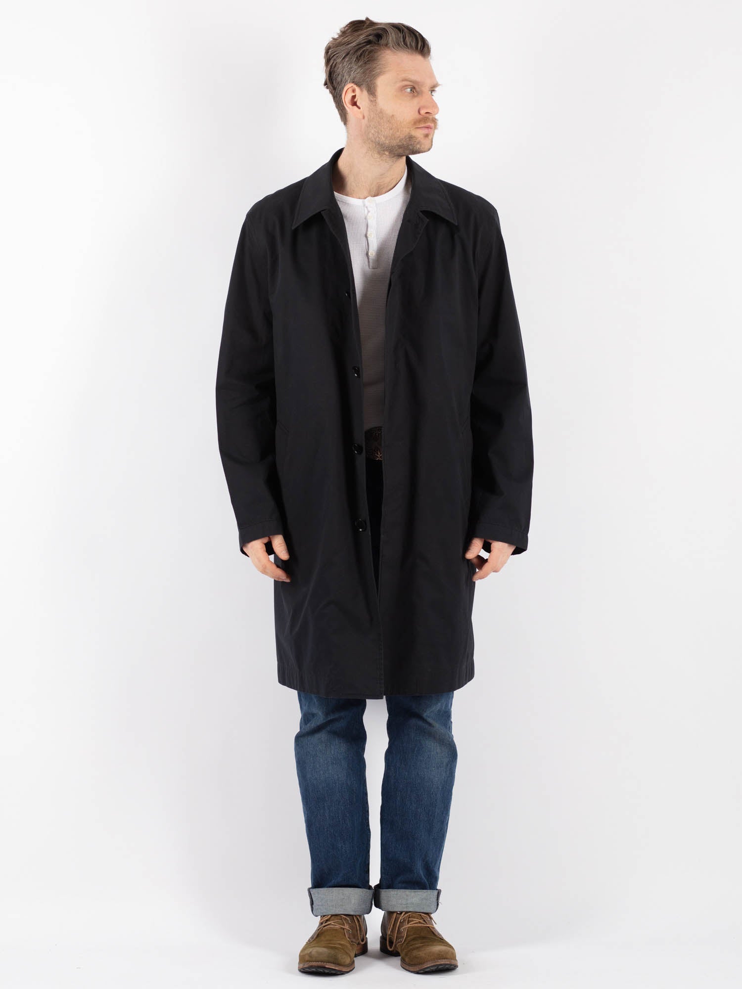 Online Vintage Store | Vintage 90's Men Mac Coat in Blue | NorthernGrip