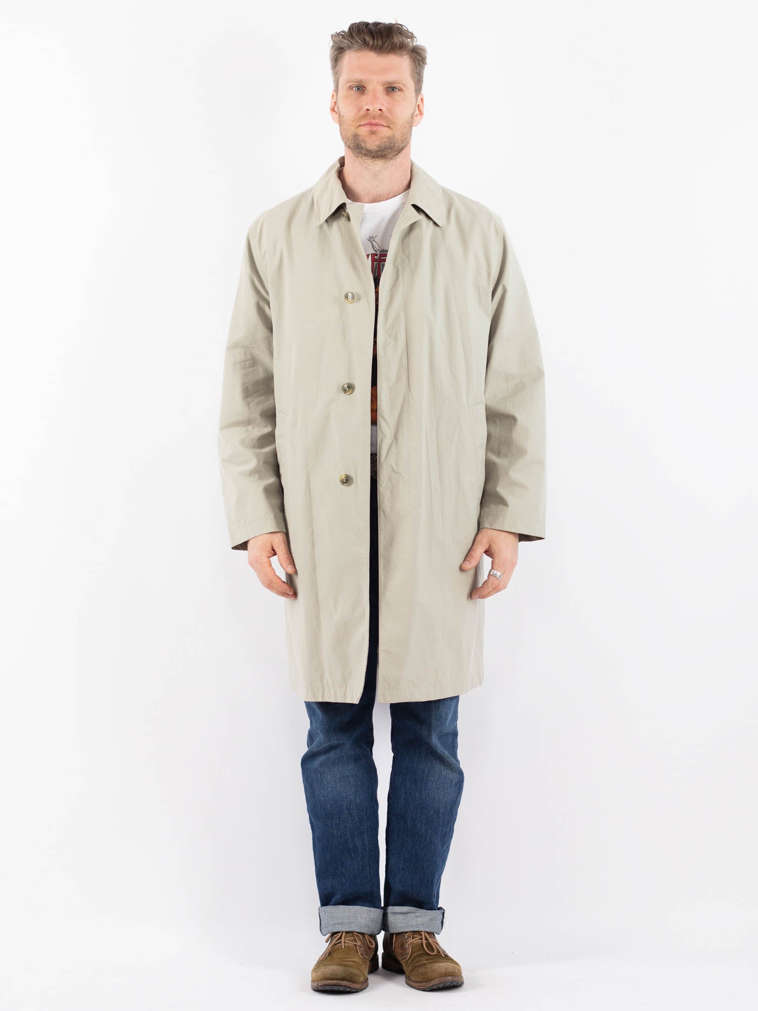 Online Vintage Store | Vintage 00's Men Mac Coat in Beige | NorthernGrip