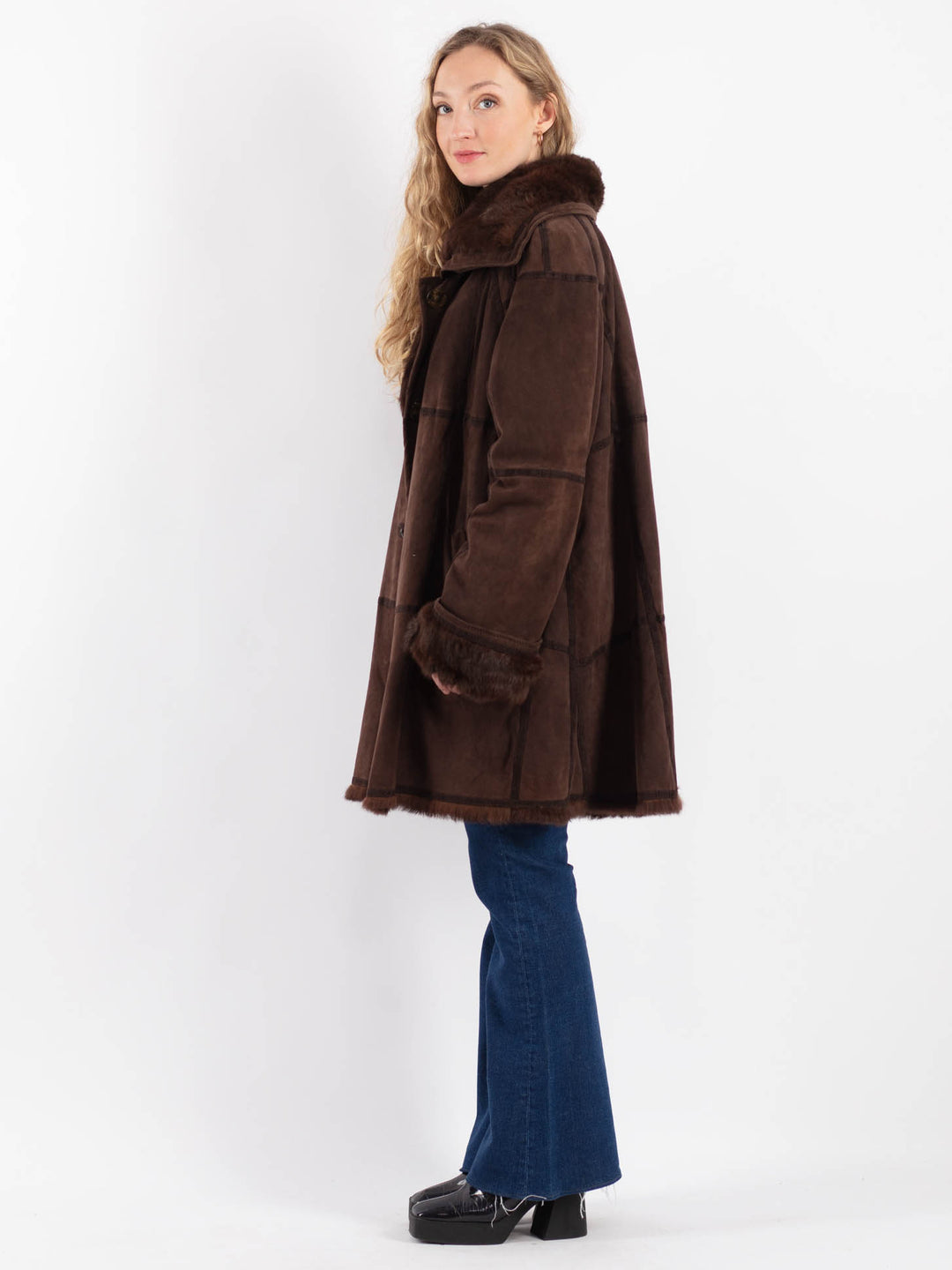Online Vintage Store | Vintage 90's Women Suede Coat in Brown ...