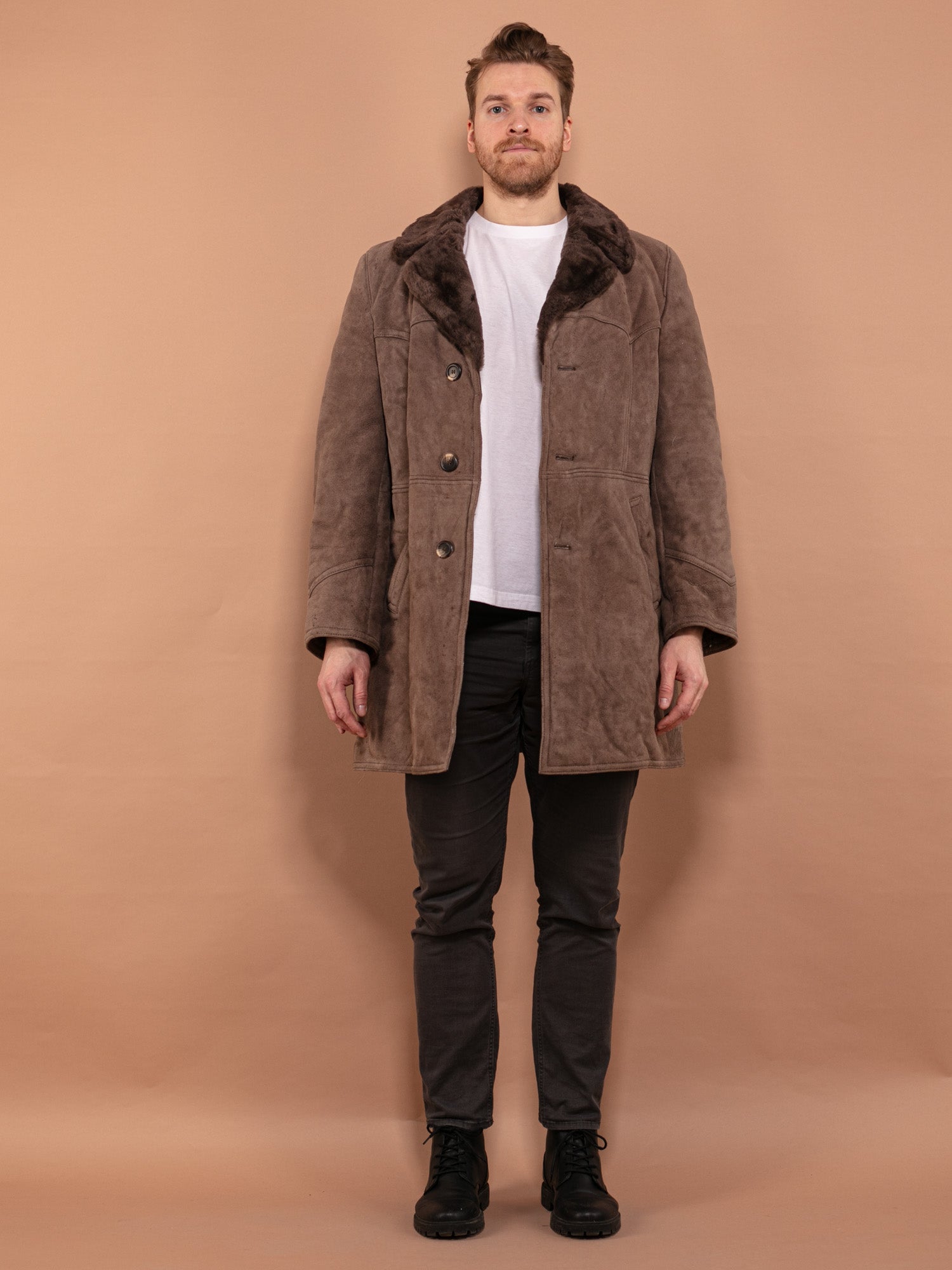 Online Vintage Store | 70's Men Sheepskin Shearling Coat in Grey ...