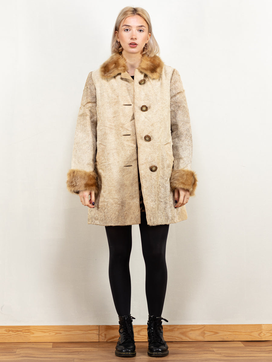 Online Vintage Store | 60's Women Cows Fur Coat in Beige | Northern ...